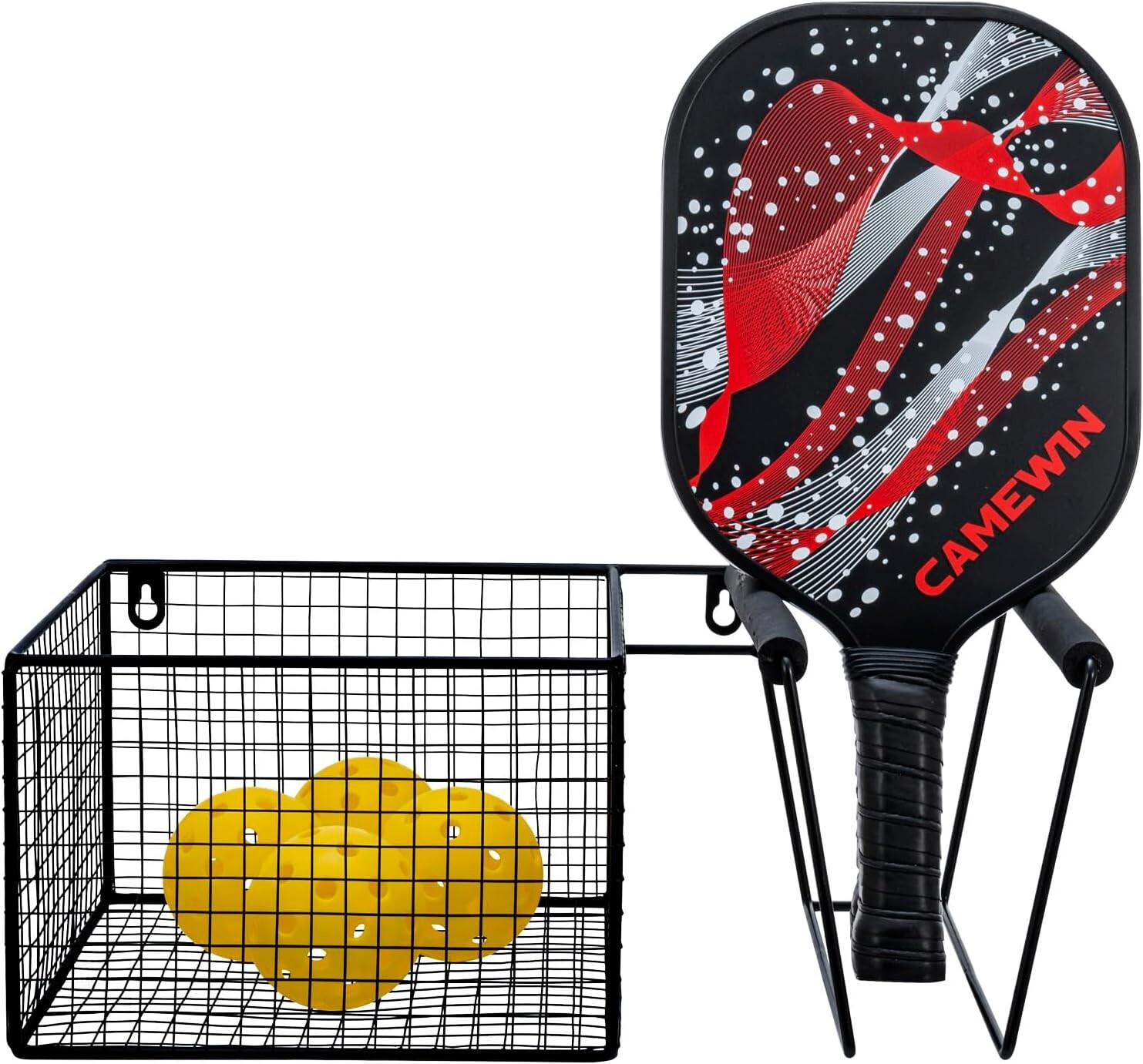 Wall Mounted Black Metal Pickleball Paddle Rack and Storage, Equipment ...