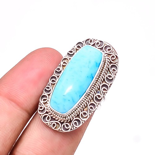 Magnesite Turquoise Gemstone 925 Sterling Silver Bali Ring S.7 R5 | eBay