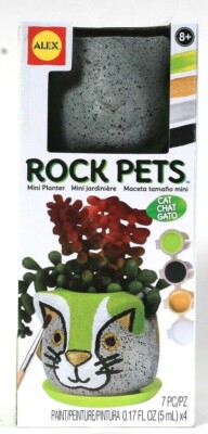 1 Ct Alex Rock Pets Cat Paint & Mini Planter With 4 Weatherproof Paints ...
