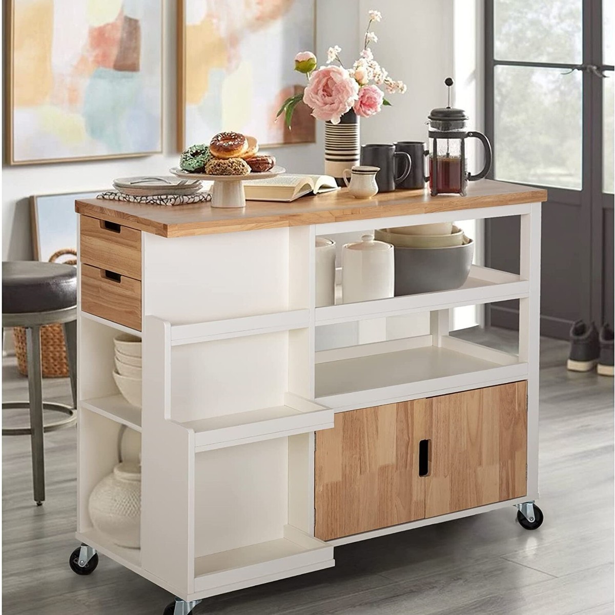 Kitchen Island Carts Storage Walsunny Kitchen Island On Wheels With