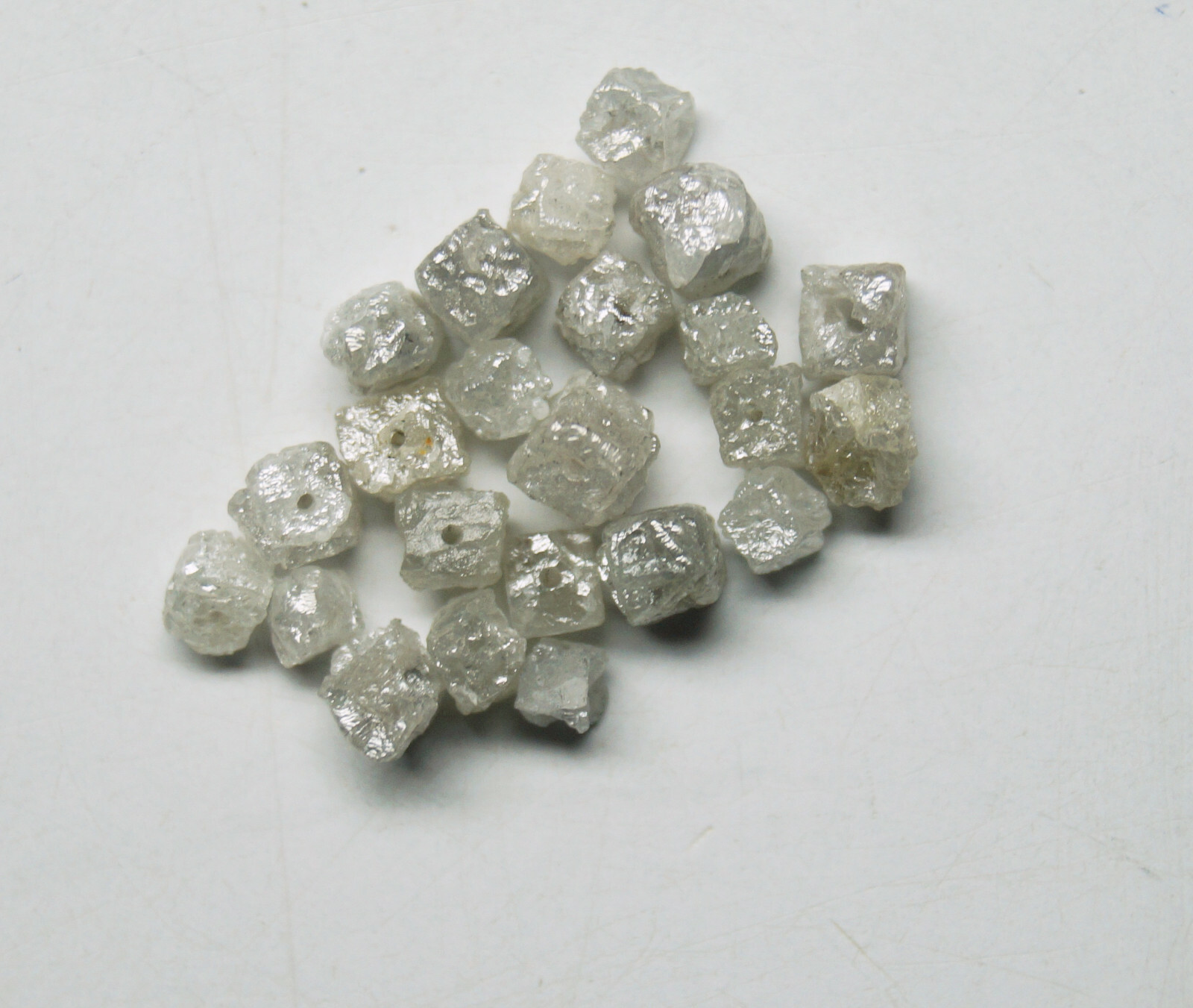 1ct Drilled Natural White Cube Rough loose diamonds Beads 1-2mm Rough ...