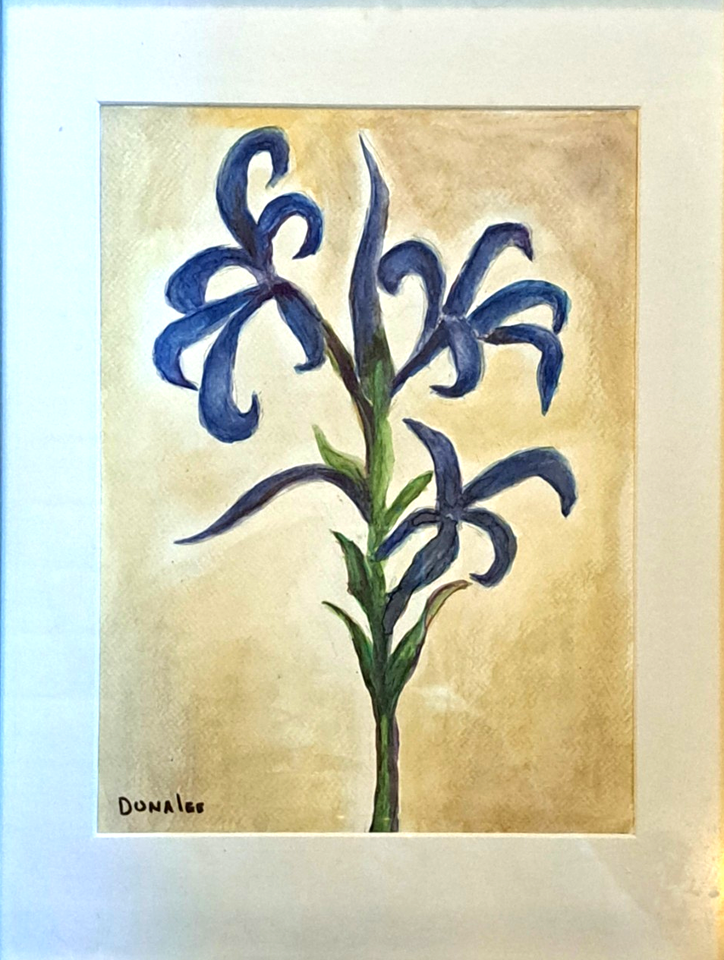 Original Botanical Watercolor Flower Painting Blue Iris in Frame by ...