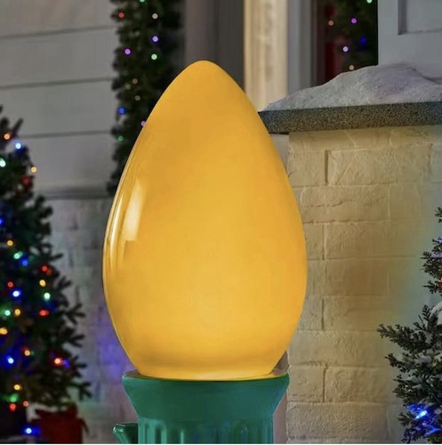 3 ft Battery Operated LED Jumbo Yellow Bulb Holiday Yard Decor Prop ...