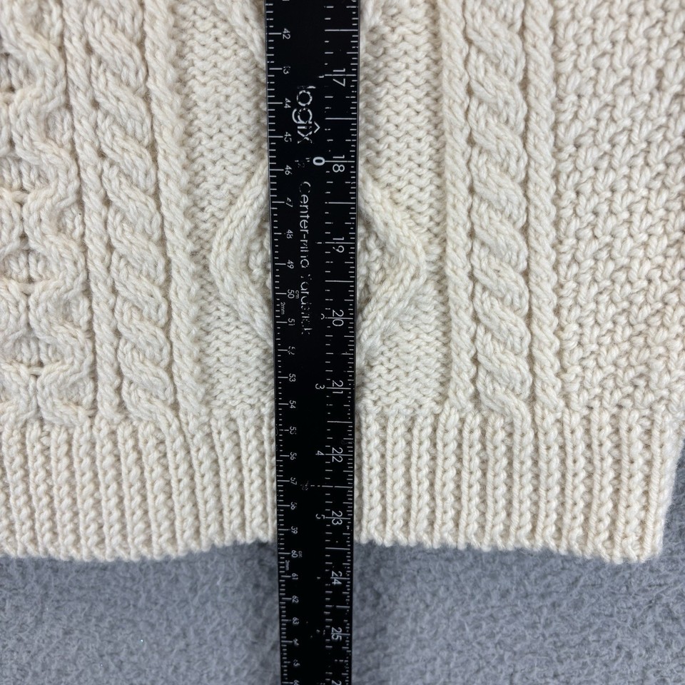 Bonner Irish Wool Fisherman Sweater Medium Ivory Oarsman Hand Knit ...