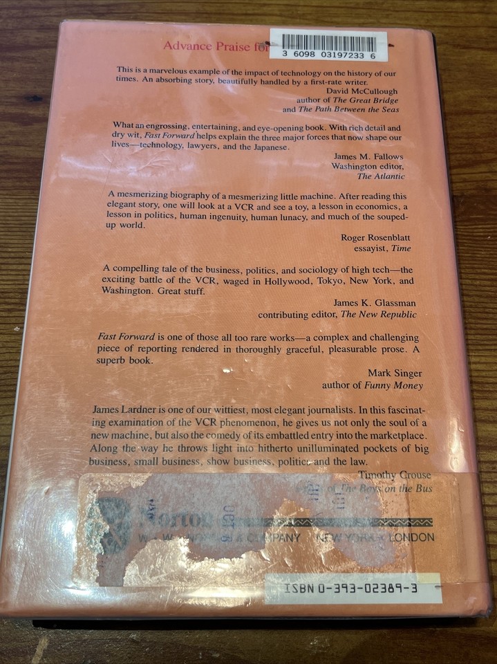 Fast Forward - VCR Wars by James Lardner / 1987 1st Edition / W. W ...