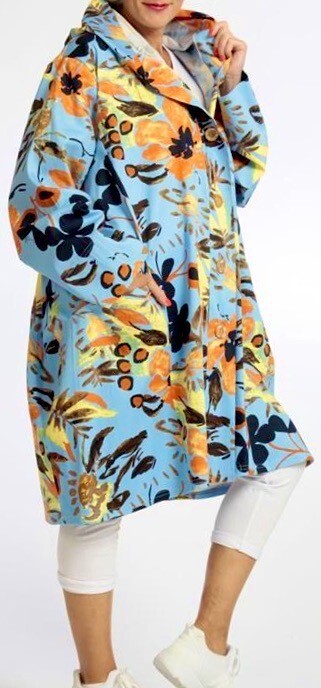PLUS SIZE COTTON MULTI FLOWERS 2 POCKETS OVERSIZED HOODED JACKET Size ...