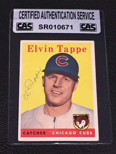 ELVIN "EL" TAPPE 1958 TOPPS SIGNED AUTOGRAPHED CARD #184 CUBS CAS ...
