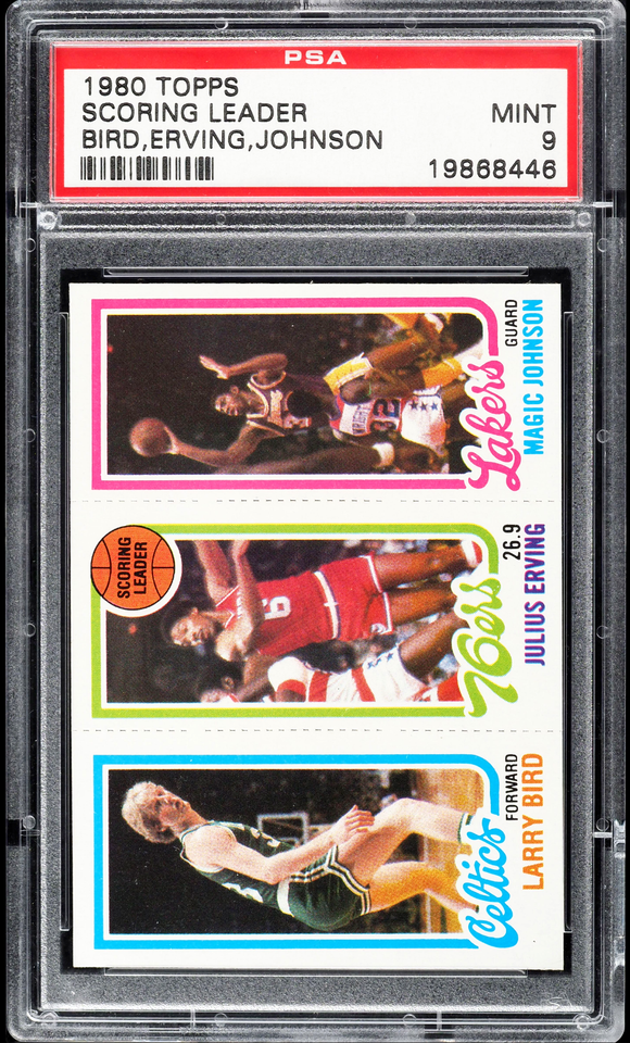 1980 Topps Magic Johnson Rookie Card Larry Bird RC Julius Erving PSA 9 ...