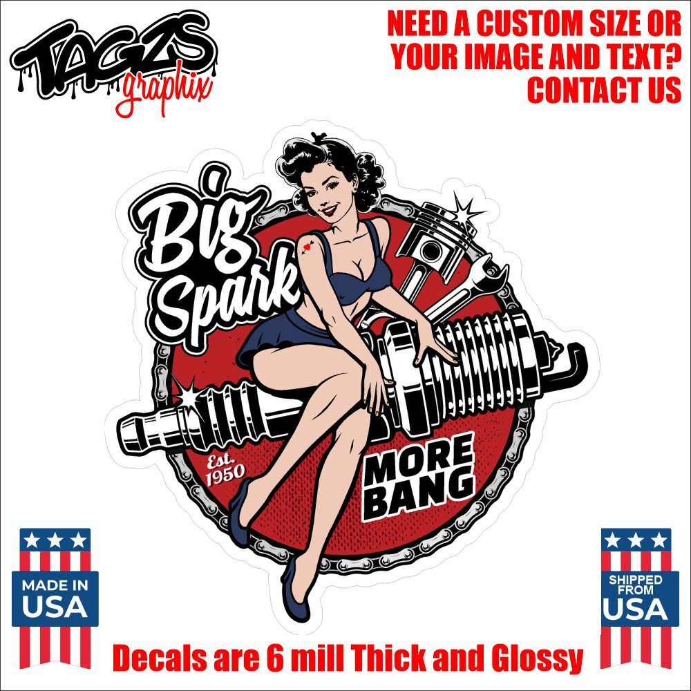 Sexy Pinup Girl Sparkplug V2 Printed & Laminated Window Decal Sticker Car Truck | eBay