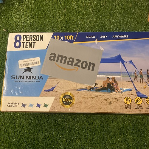 SUN NINJA Pop Up Beach Tent Sun Shelter UPF50+,Ground Pegs and Poles ...