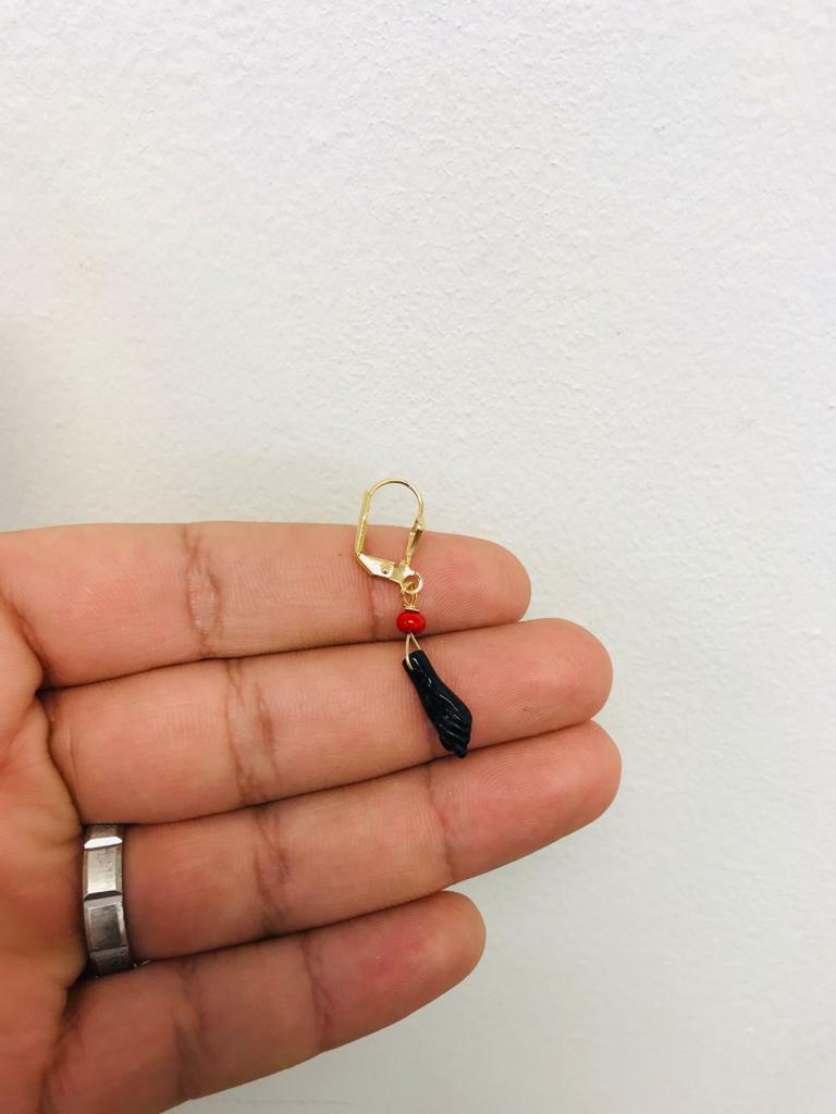 New Aretes Mano de Azabache en Oro Laminado para Mujer, Azabache Hand ...