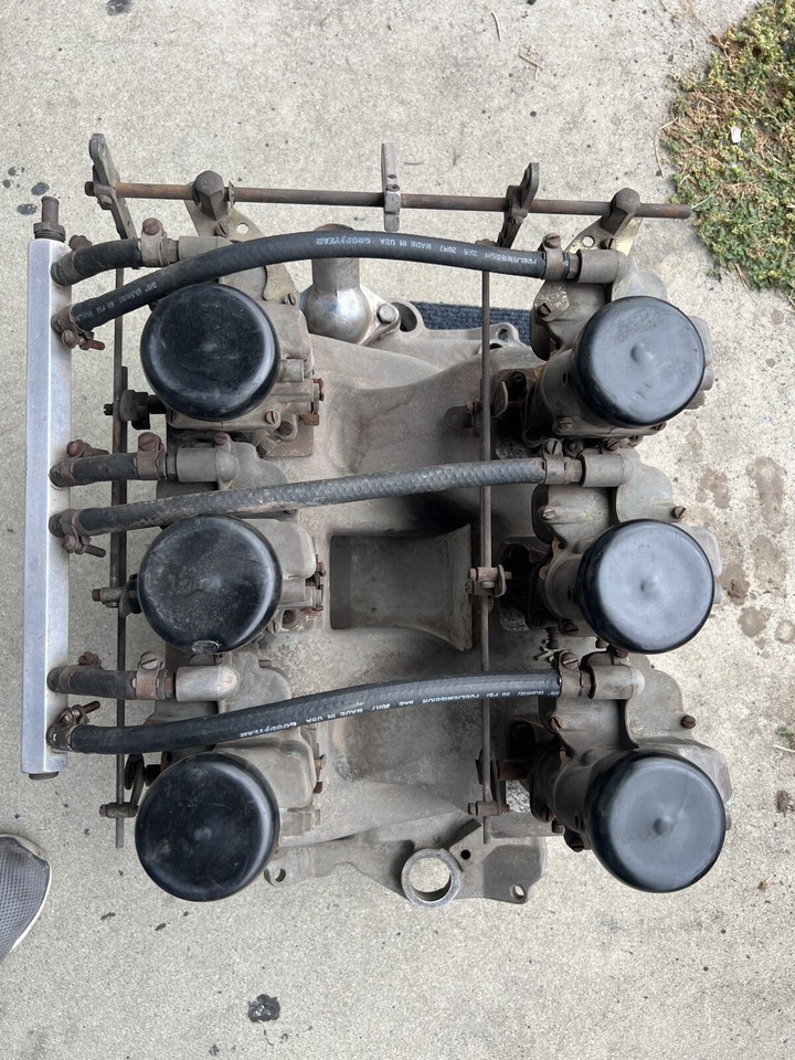 Vintage Edelbrock X1 6x2 Cross Ram Intake Manifold & Carbs Small Block ...