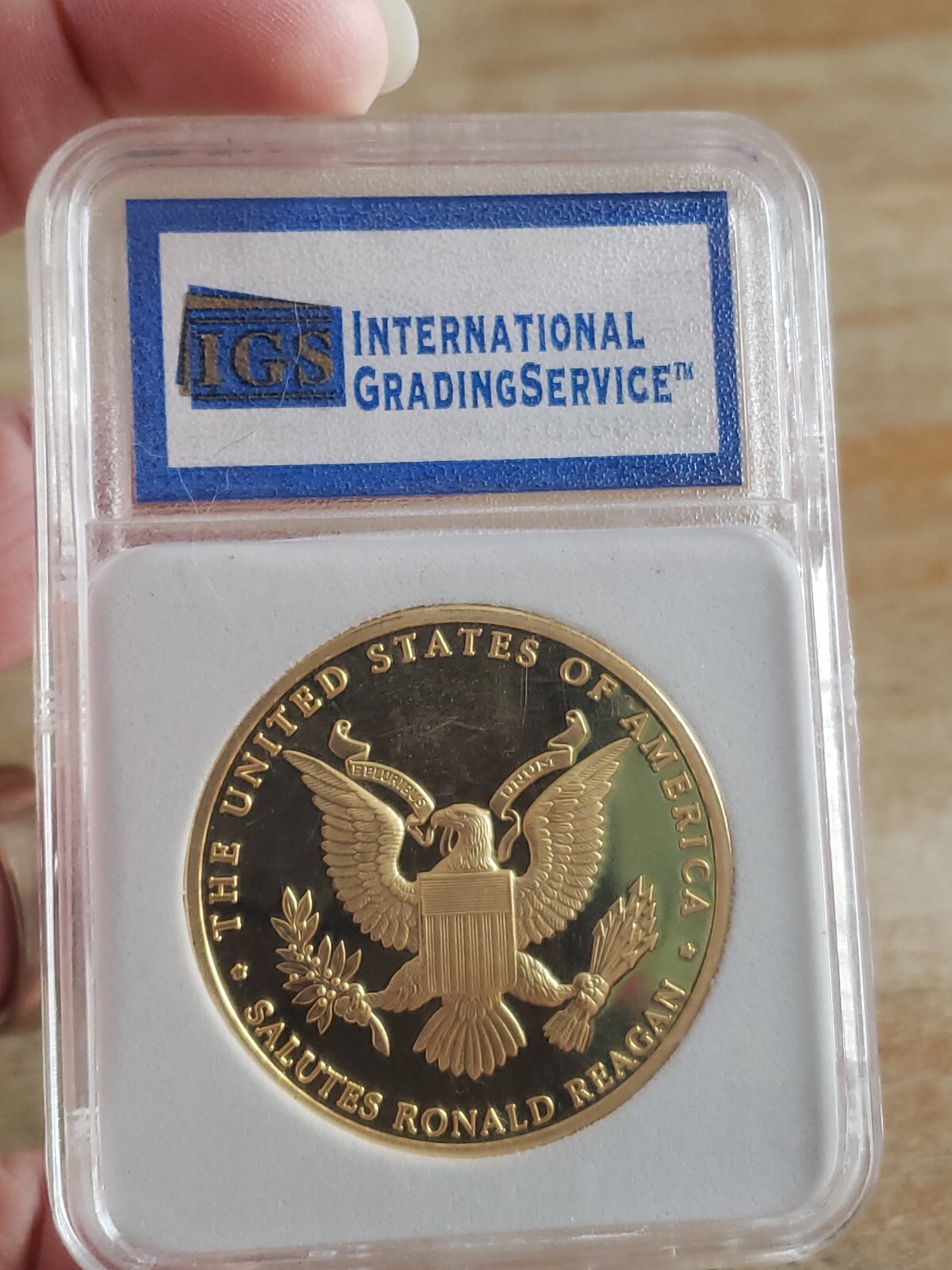 2008 US Salutes Ronald Reagan with .999 Gold Clad IGS PR 70 slab Medal ...
