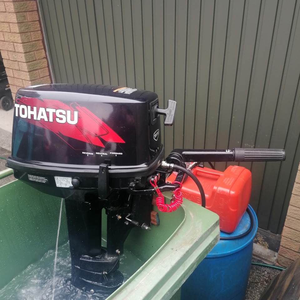 rib power boat inflatable tender with 9.8hp Tohatsu outboard motor and ...