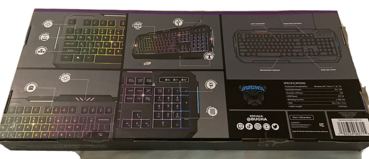 Bugha LED Gaming Keyboard for PC ZE091620 - NEW NIB 192234062715 | eBay