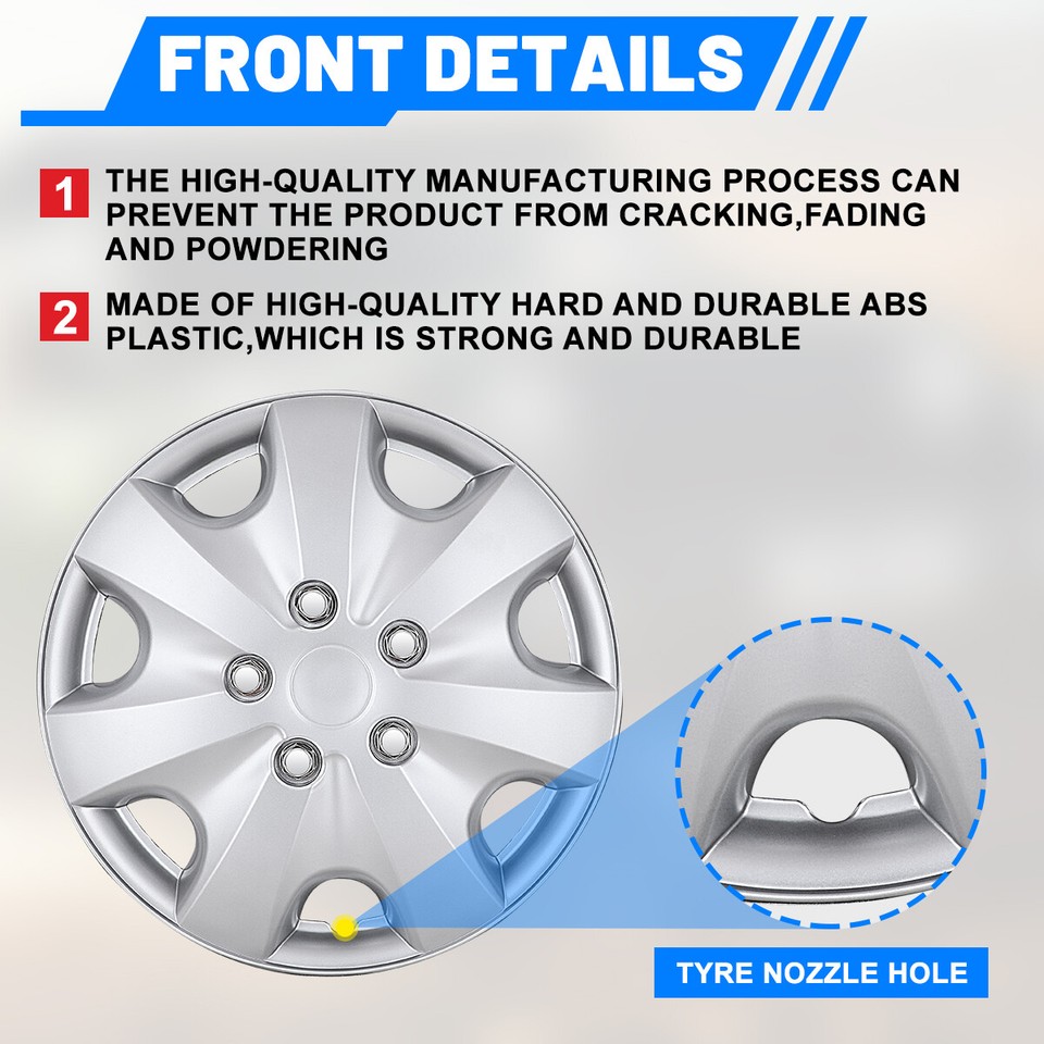 14" Set of 4 Wheel Covers Snap On Full Hub Caps fit R14 Tire & Steel ...