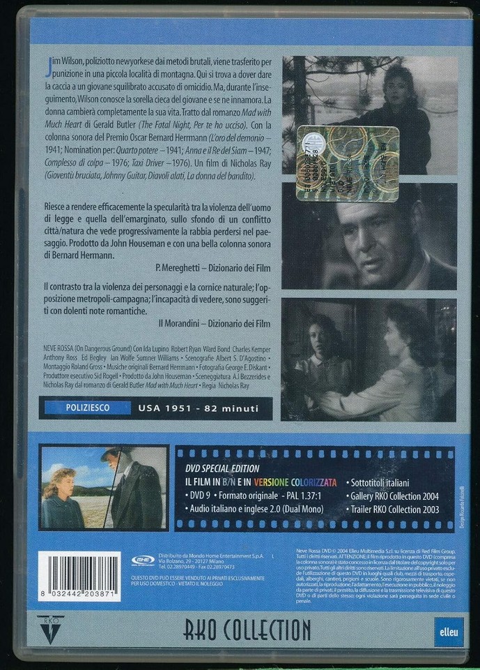 Neve rossa (DVD) Ida Lupino Robert Ryan Ward Bond Charles Kemper ...