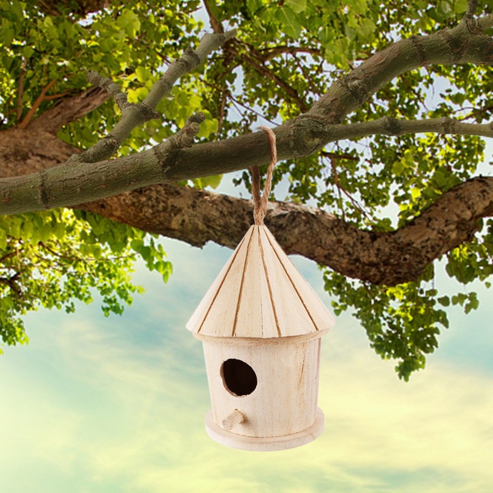 Hanging Wooden Bird Nest Tower Shape Bed for Small Birds Outdoor Garden ...