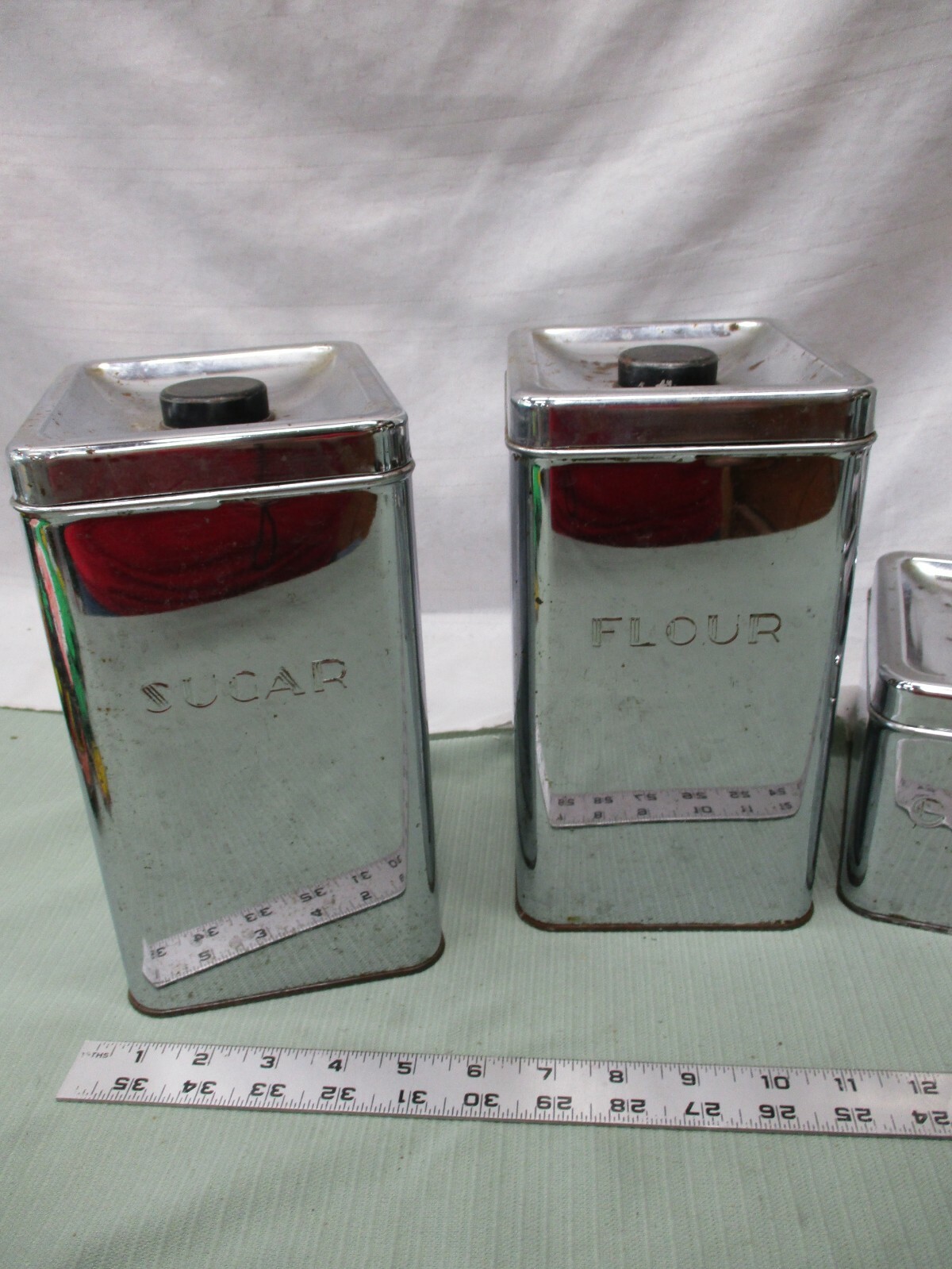 Vintage 1950's Kreamer Ware Metal Kitchen Canister Set Coffee Tea Flour ...