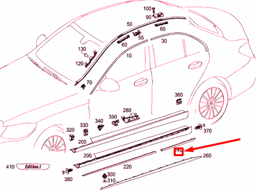 NEW MERCEDES-BENZ C W205 REAR RIGHT DOOR MOLDING A2056906402 ORIGINAL ...