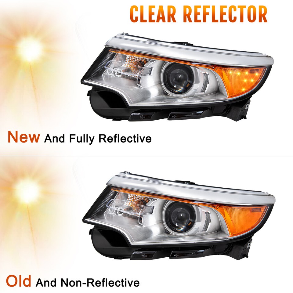 For 2011-2014 Ford Edge Driver Side Chrome Halogen Headlight Lamp w ...