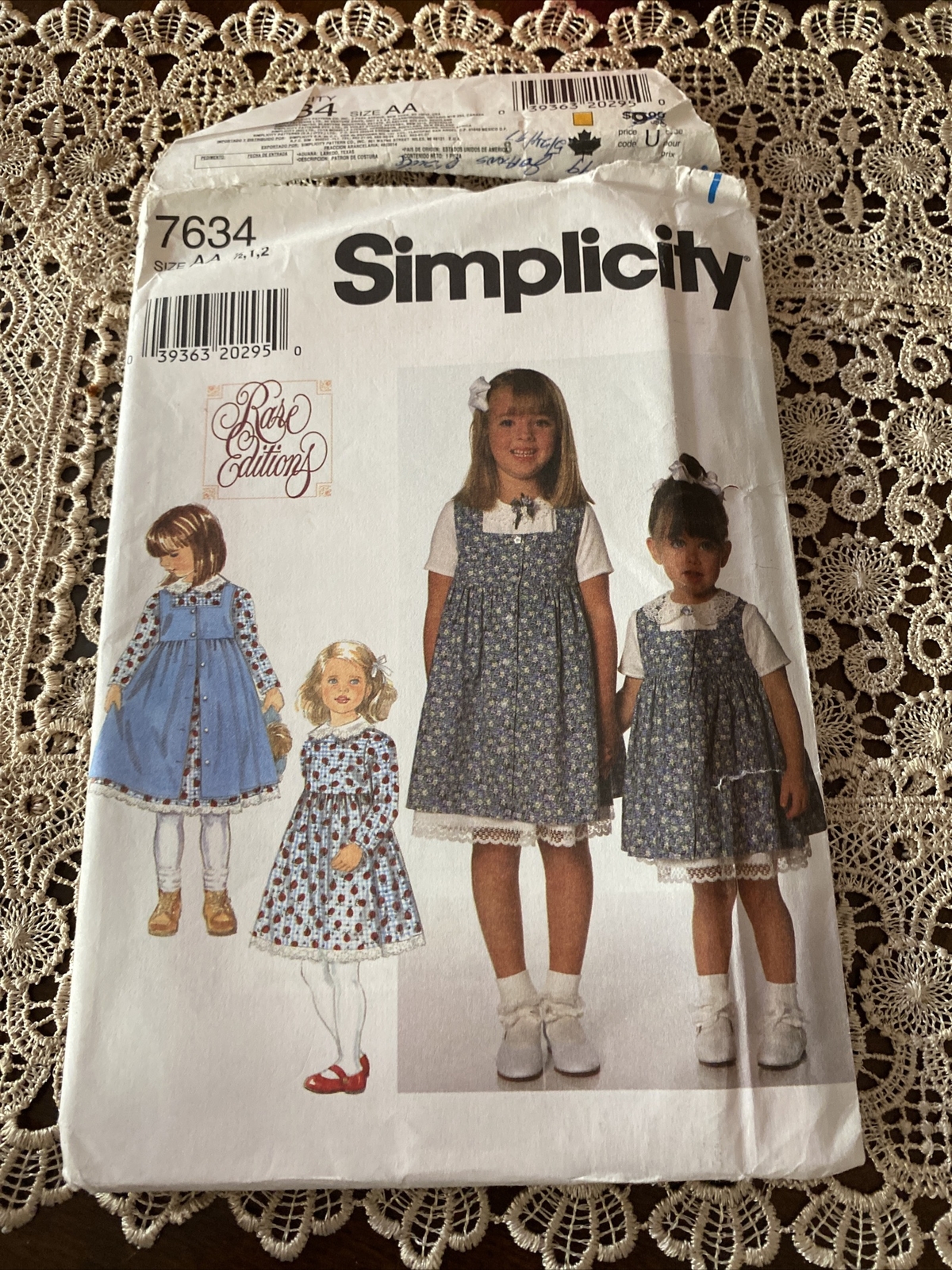 Simplicity Pattern #7634; Size AA 1/2, 1, 2; Infant/Toddler's Dress ...