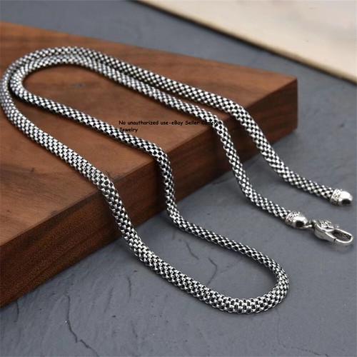 Pure S925 Sterling Silver Chain Men Women 4mm Snake Link Necklace 18 ...