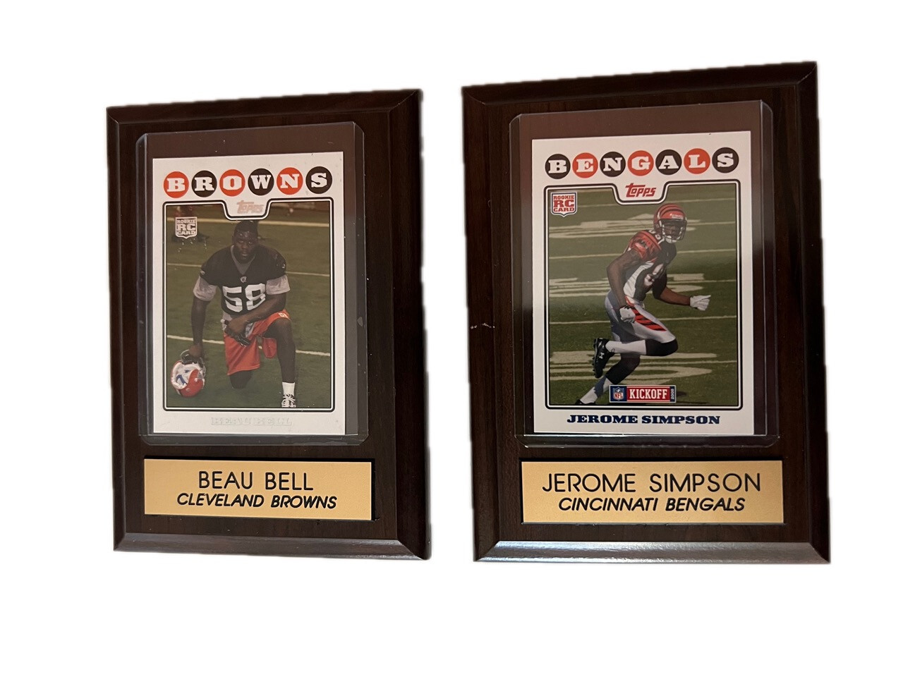 Topps Jerome Simpson & Beau Bell Football Cards Mounted Browns ...