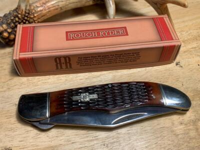 Rough Ryder Brown Jigged Bone Folding Hunter Linerlock 5 1/4" Pocket ...