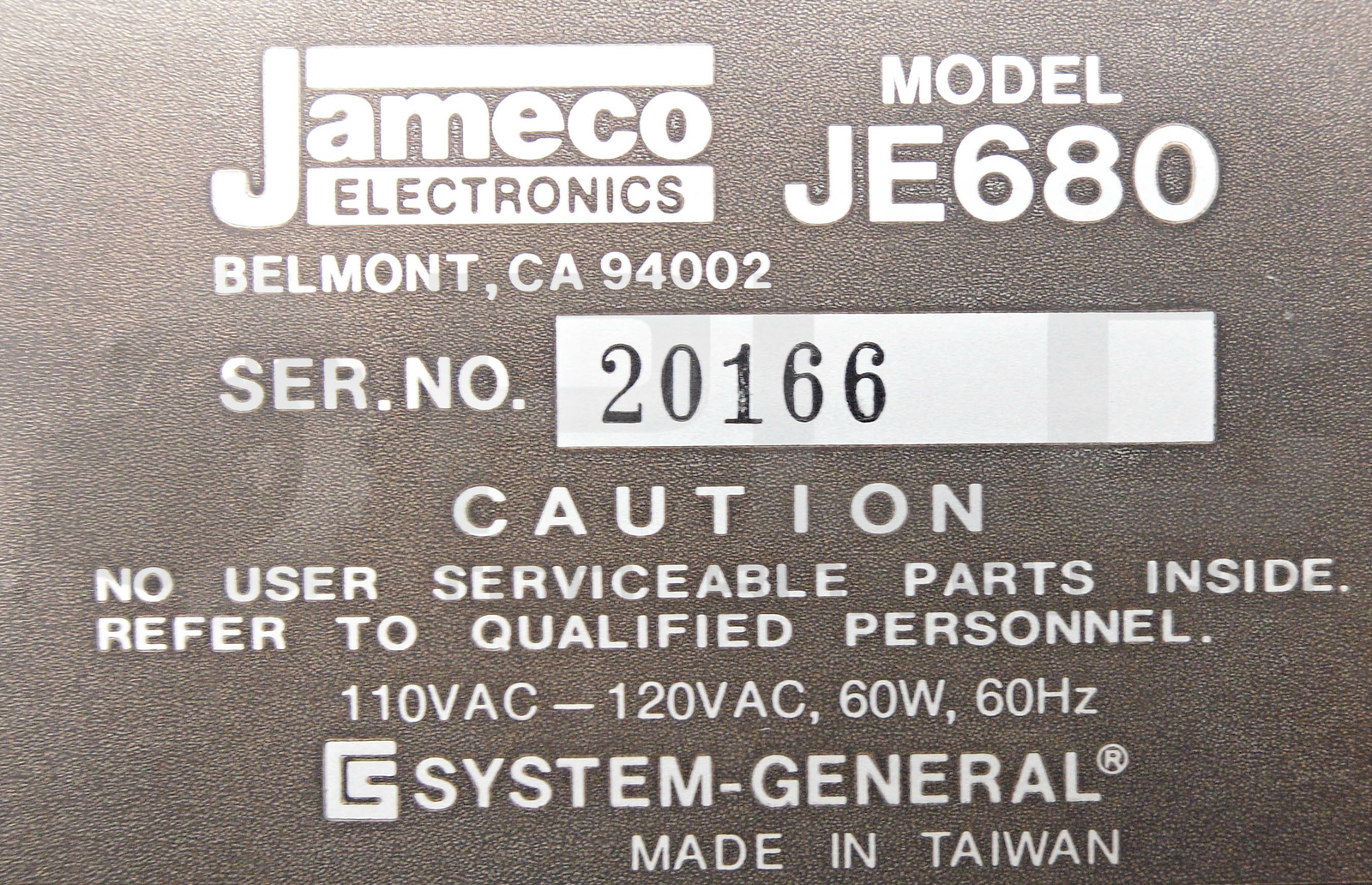 JAMECO ELECTRONICS JE680 UNIVERSAL IC PROGRAMMER 110-120V 60W 60HZ | eBay