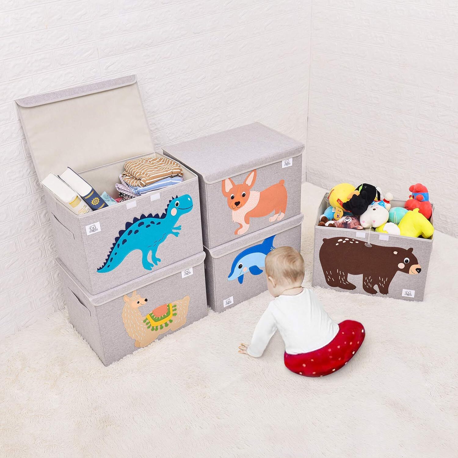 CLCROBD Foldable Large Kids Toy Chest with Flip-Top Lid, Collapsible ...