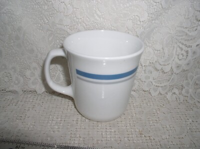 Corelle Blue Gray Stripe Indigo Coffee Tea Cup Ex condition | eBay
