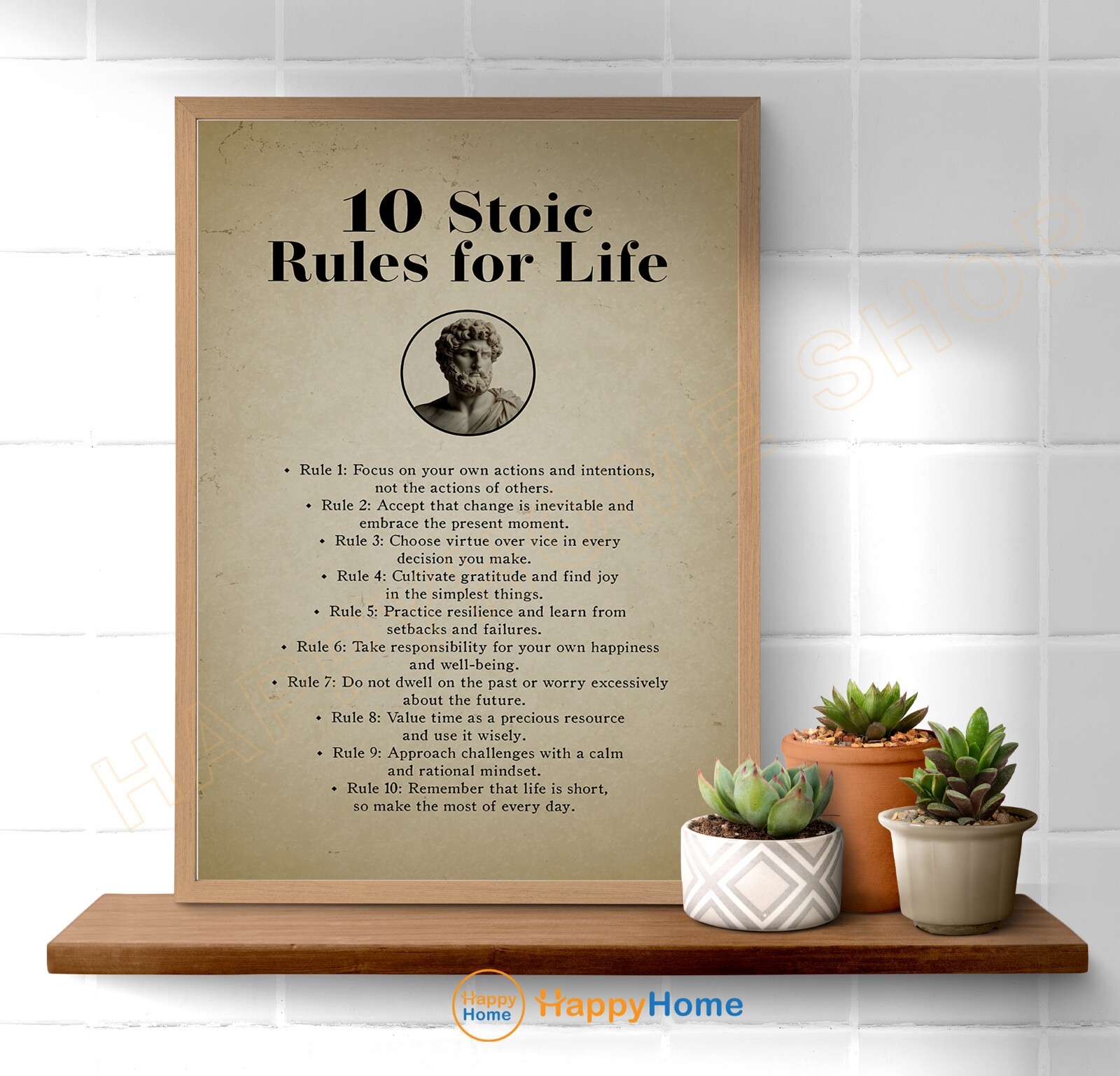 Marcus Aurelius 10 Stoic Rules for Life Wall Art Stoicism Motivational ...