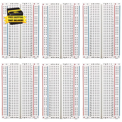 6 Pcs Solderless Breadboard Kit 400 Point 2.54Mm Back with Paste in the ...