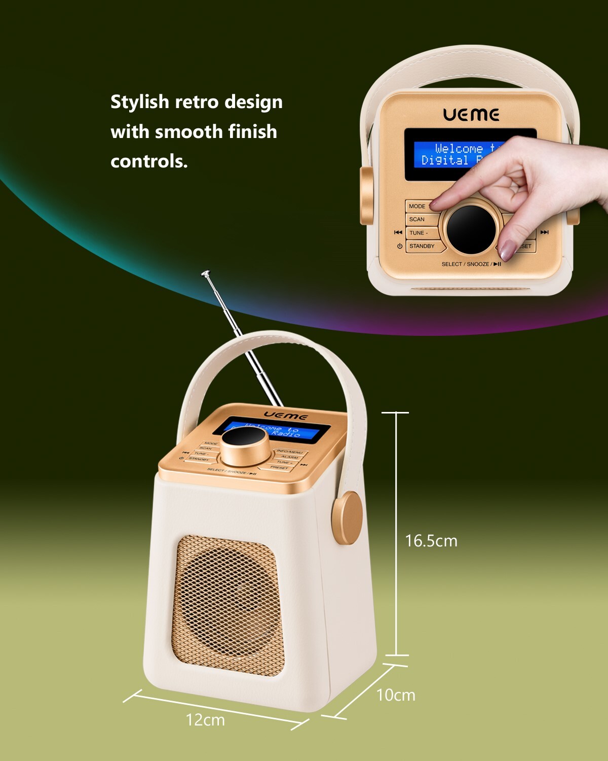 UEME Mini Retro DAB/DAB+ FM Vintage Digital Rechargeable Radio with ...