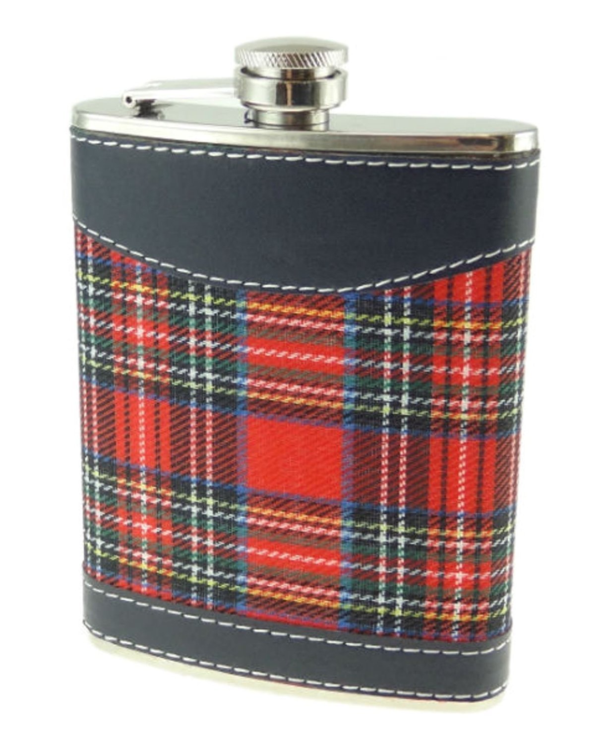 8oz Stainless Steel Tartan Red Hip Flask Excellent Quality New Red ...
