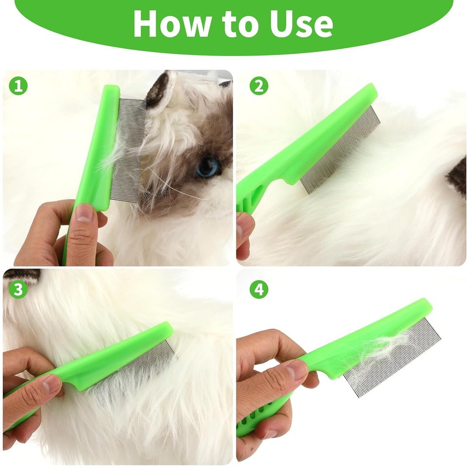 Flea Comb with Rubber Handle, Flea and Tick Comb for Dogs & Cats, Fine ...