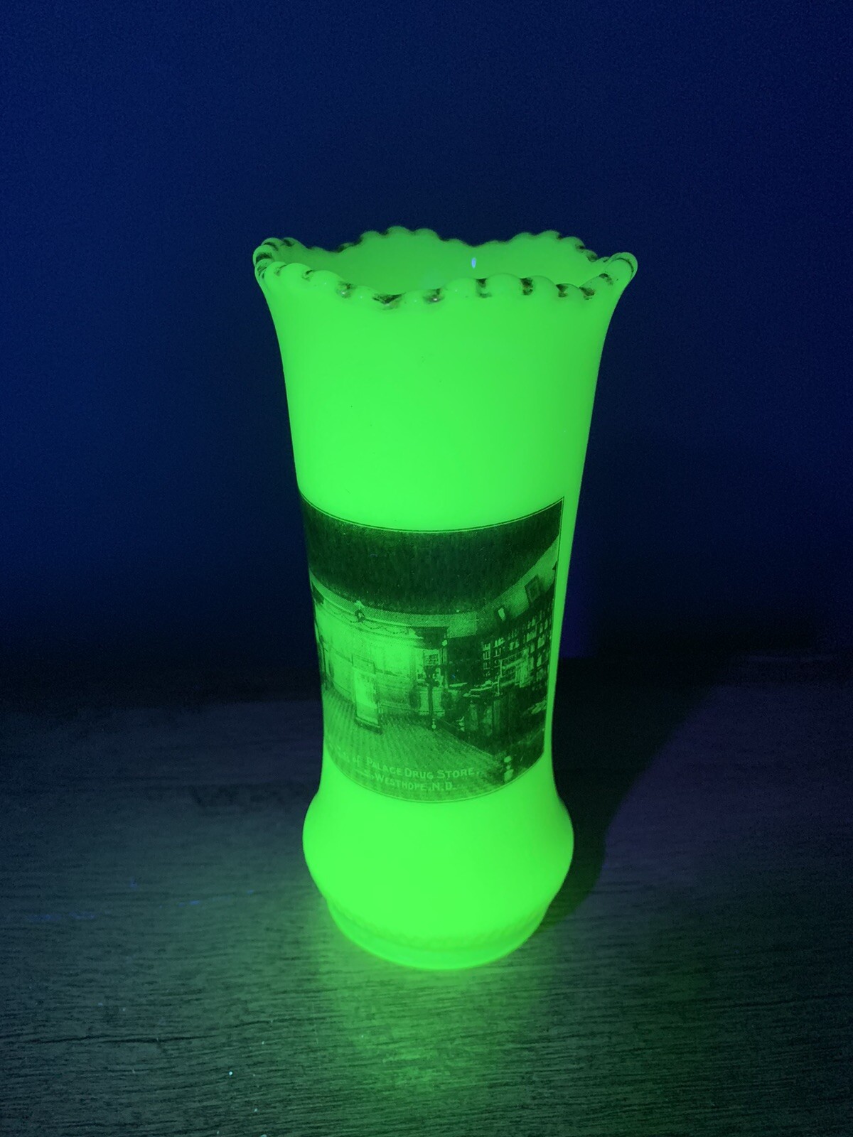 Uranium Vaseline Custard Vase Advertising Palace drug Store W hope ...