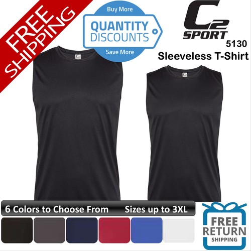 C2 Sport Men Sleeveless Performance Fabric T-shirt Sport Workout Up To ...