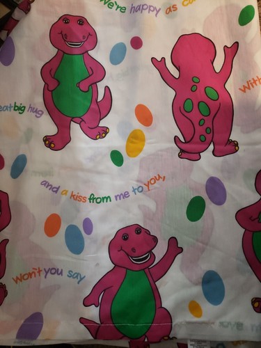 Vintage 1992 Barney The Dinosaur Twin 2 flat & 1 Fitted Bed Sheets ...