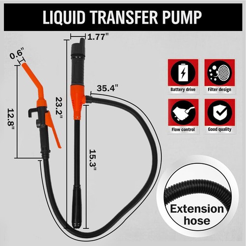 Electric Syphon Pump Battery Operated Petrol Oil Water Fuel Transfer 2. ...