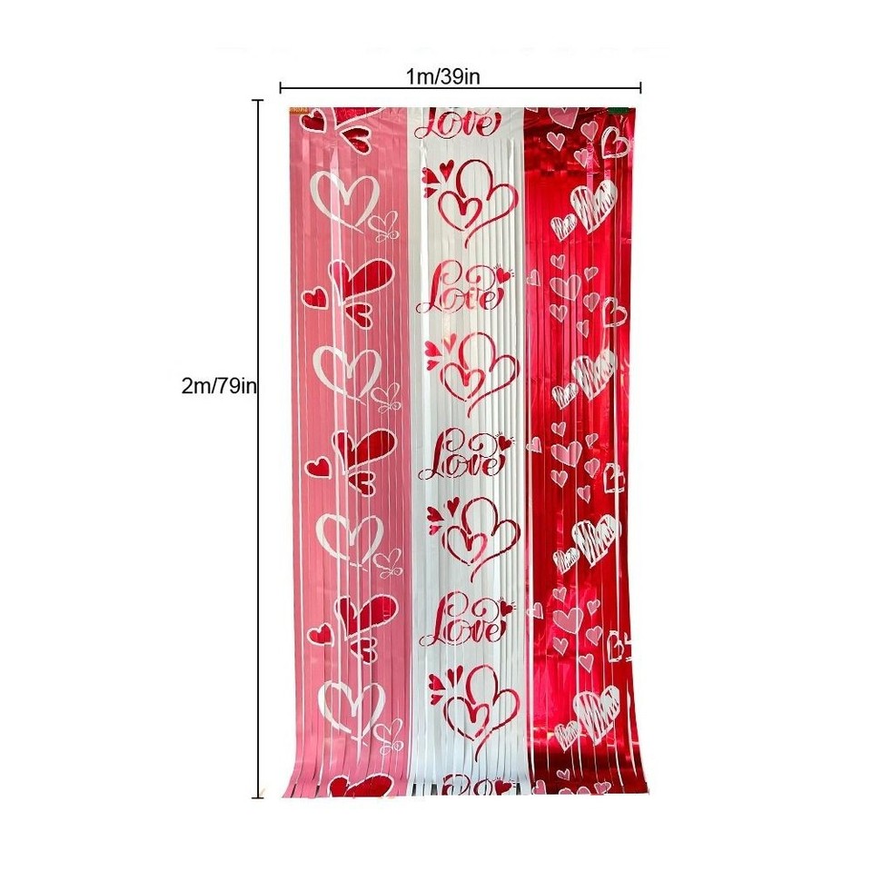 Sparkling Valentine's Day Rain Curtain 1×2 cm Love Curtain Birthday ...