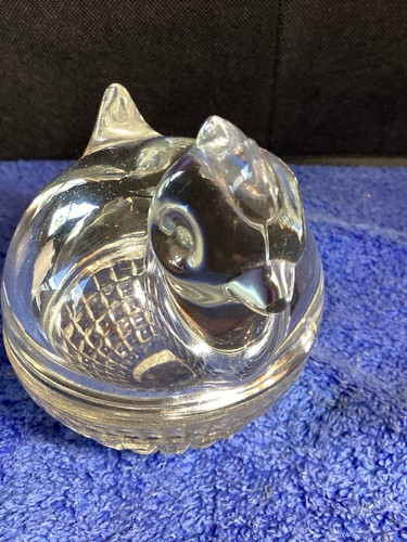 Vintage Anchor Hocking Clear Glass Nesting Chicken Dish Hen On Nest 4x4 ...