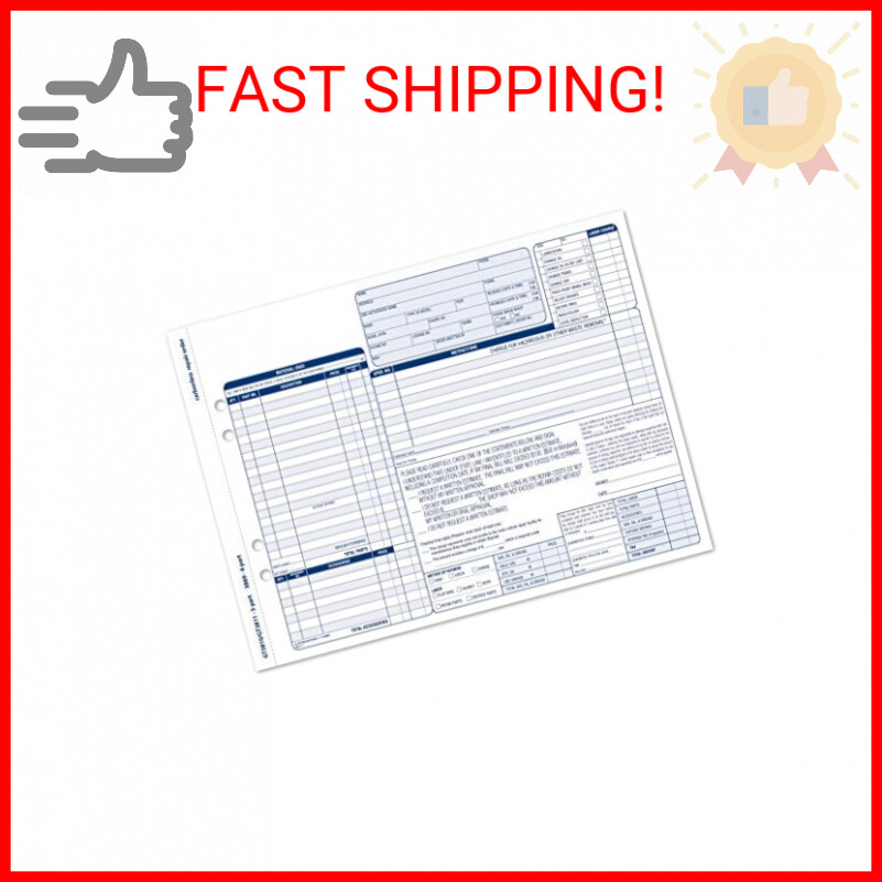 Adams Garage Repair Order Forms, 8.5 x 11 Inch, 3 Parts, 250-Count ...