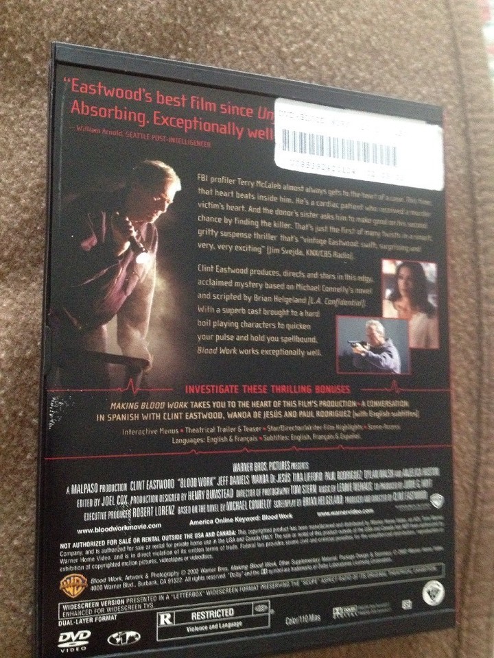Blood Work (Widescreen Edition) DVD 85392420124| eBay