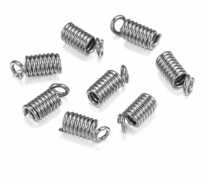 10 PCS 3/4/5mm Coil Cord Spring Necklace Bracelet Leather Ends Cap ...