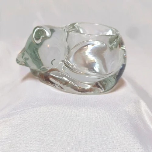 Indiana Glass Heavyweight Sleeping Cat Kitten Kitty Glass Tealight ...