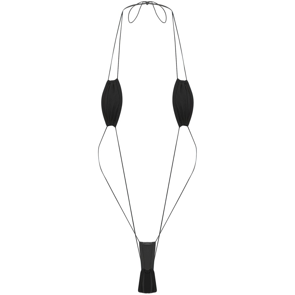 Women Extreme Micro Bikini One Piece Swimsuits Self-tie Halter ...