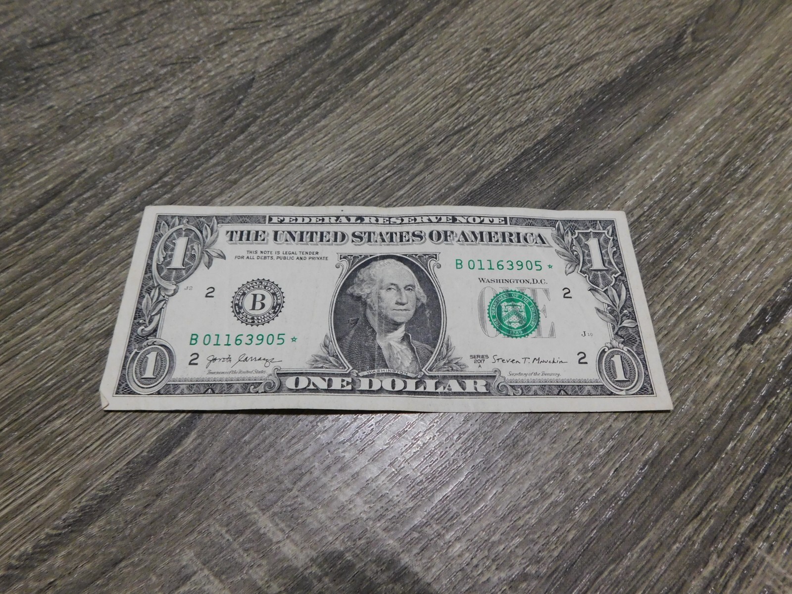 U.S. $1 ONE DOLLAR BILL NOTE MONEY CURRENCY STAR* NOTE SERIAL NUMBER B5 ...