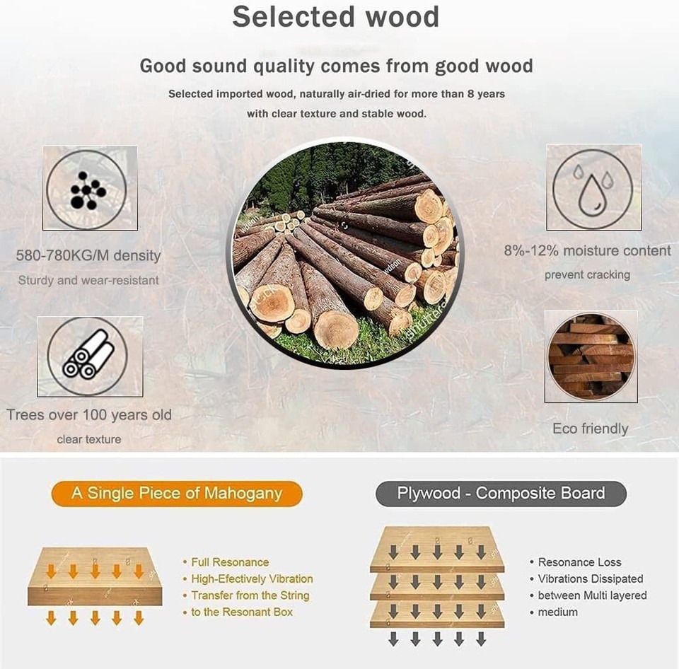 19 String Moon Harp Lyre Mahogany Nylon with Tuning Wrench with ...